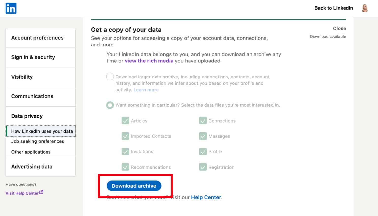 How to Download Your LinkedIn History