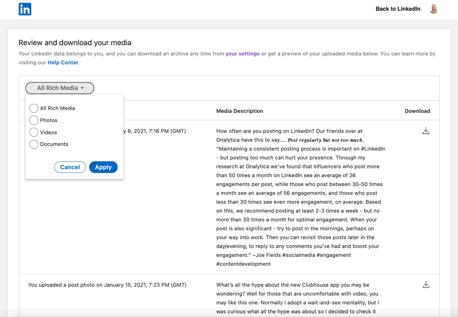 How to Download Your LinkedIn History